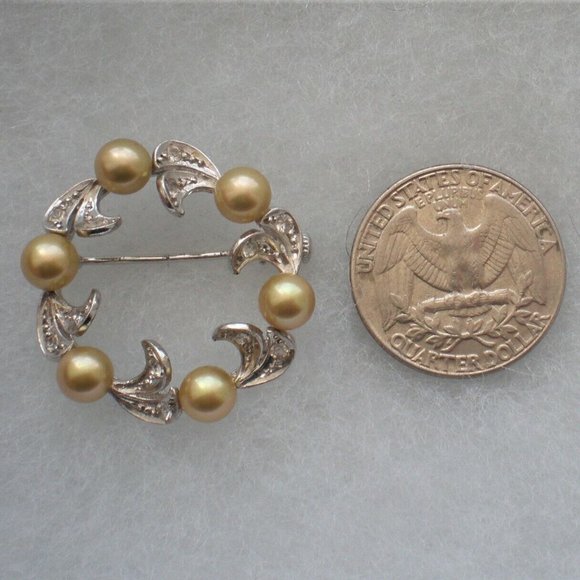 Jewelry | Vintage Silver Tone Faux Golden Yellow Pearl Clear ...